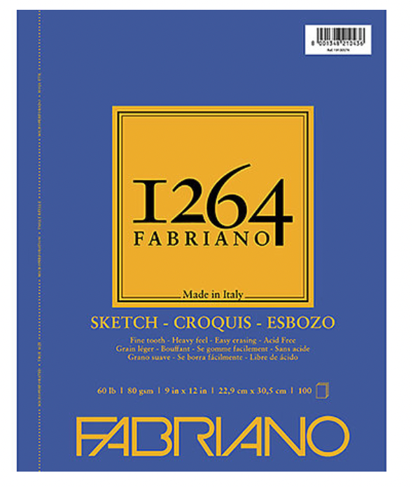 fabriano 1264 60lb SKETCH light cream paper 100 sheets, assorted sizes ...